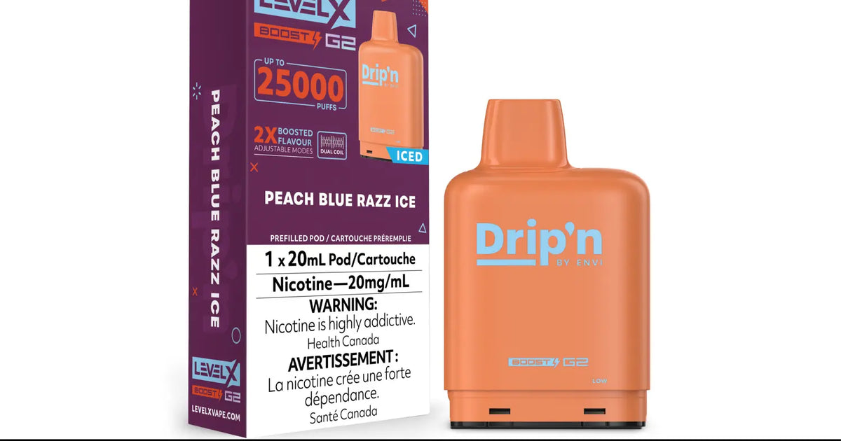 Level X Drip'n Boost G2 Pod | Peach Blue Razz Ice-25K Puff
